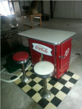 50's 60's Coca-Cola Cooler Mini Bar With Stools - Classified Ad - Faxo